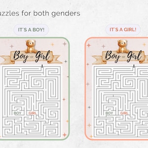 Boy or Girl Gender Reveal Maze Game, Boho Gender Reveal Labyrinth ...