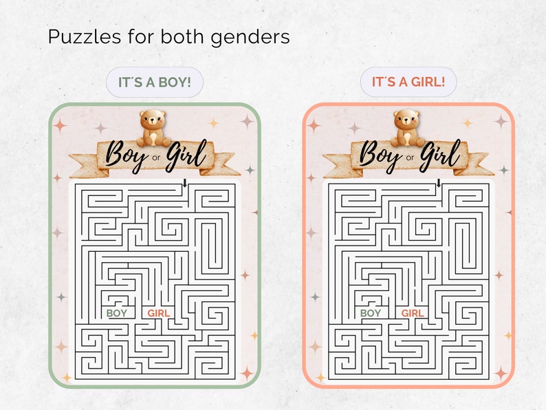 Boy or Girl Gender Reveal Maze Game, Boho Gender Reveal Labyrinth ...