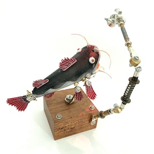 Steampunk Mechanical Catfish Figurine Metal Sculpture Creative ...