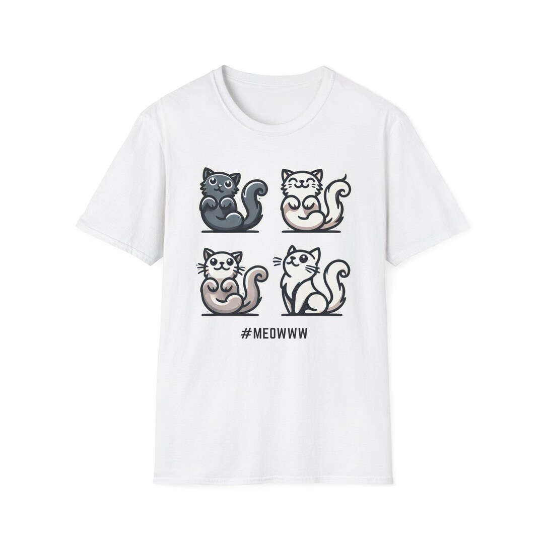 Cartoon Cat T-shirt, Funny Cat Tee, Cute Kitten Shirt, Cat Lover Gift ...