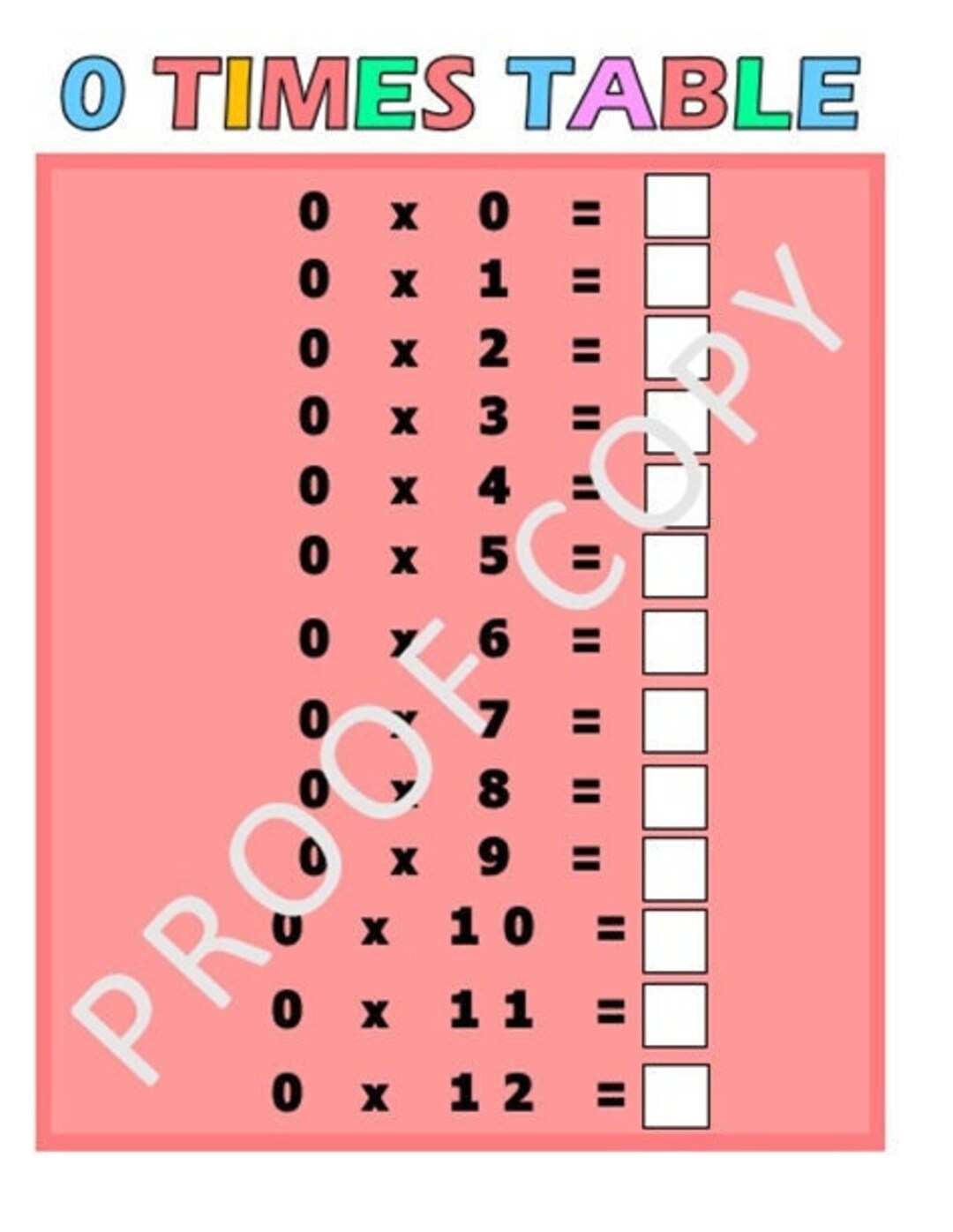 12 Pack Multiplication Practice Flashcards 1-12 - Etsy