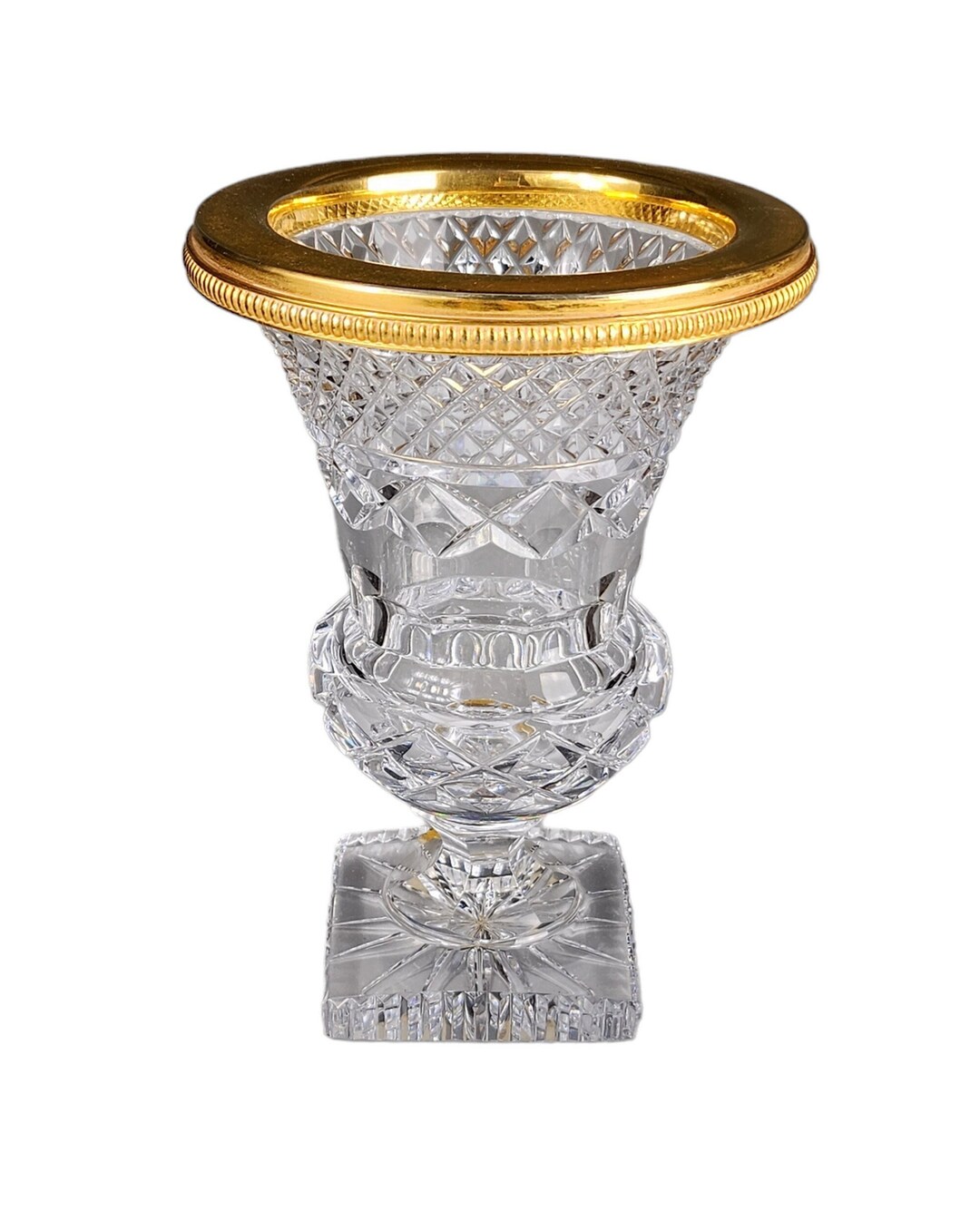 Bohemian Crystal Medici Vase Bronze Doré Rim - Etsy