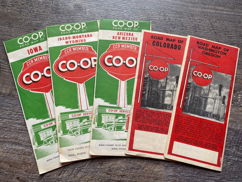 Lot of 5 Vintage CO-OP Maps - Etsy