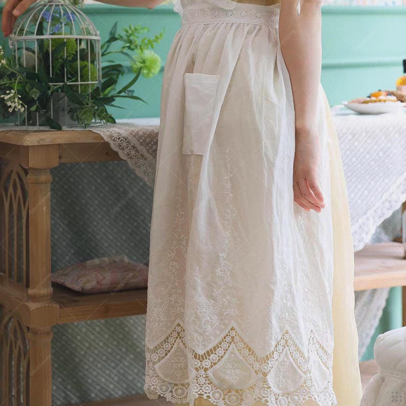 Embroidered Cotton Apron With Ruffle - Etsy
