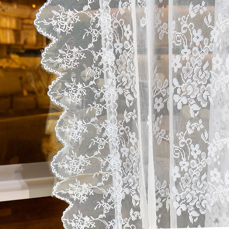 White Embroidered Sheer Curtains for Living Room Bedroom, Farmhouse ...