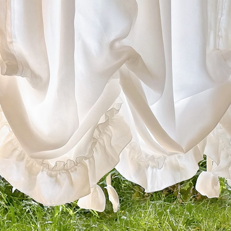 White Tie-up Balloon Curtain: Romantic Embroidered Shade Valance - Etsy