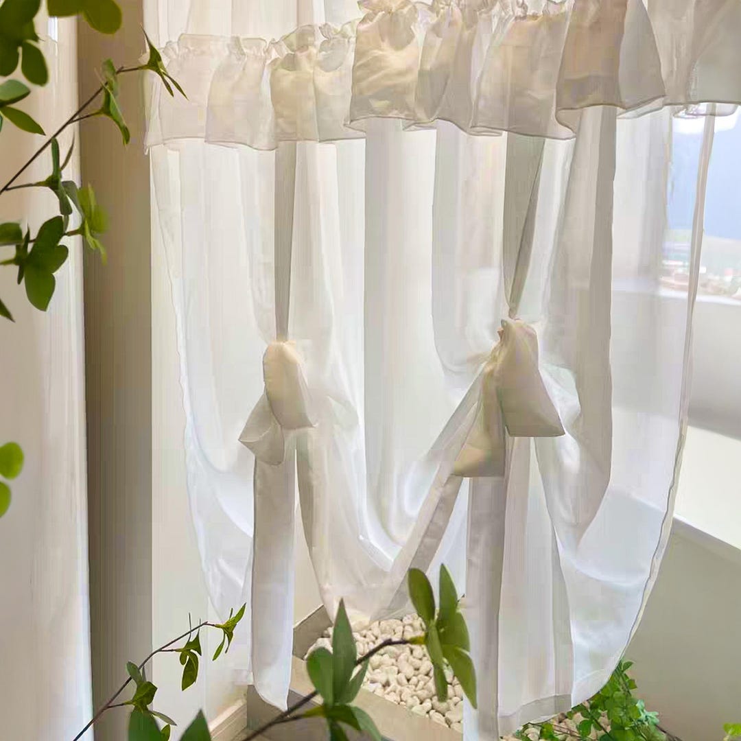 Ruffled Chiffon Lift Curtain: Adjustable Tie-up Balloon Shade - Etsy