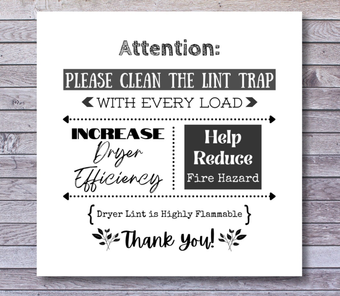 Empty Lint Trap Reminder Magnetic Sign for Dryers - Etsy