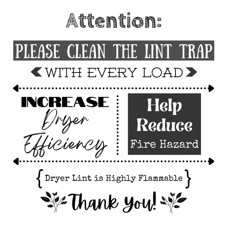 Empty Lint Trap Reminder Magnetic Sign for Dryers - Etsy