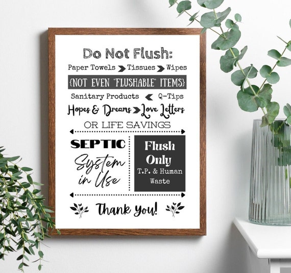 Humorous Printable Bathroom Septic Sign for Home or Airbnb - Etsy