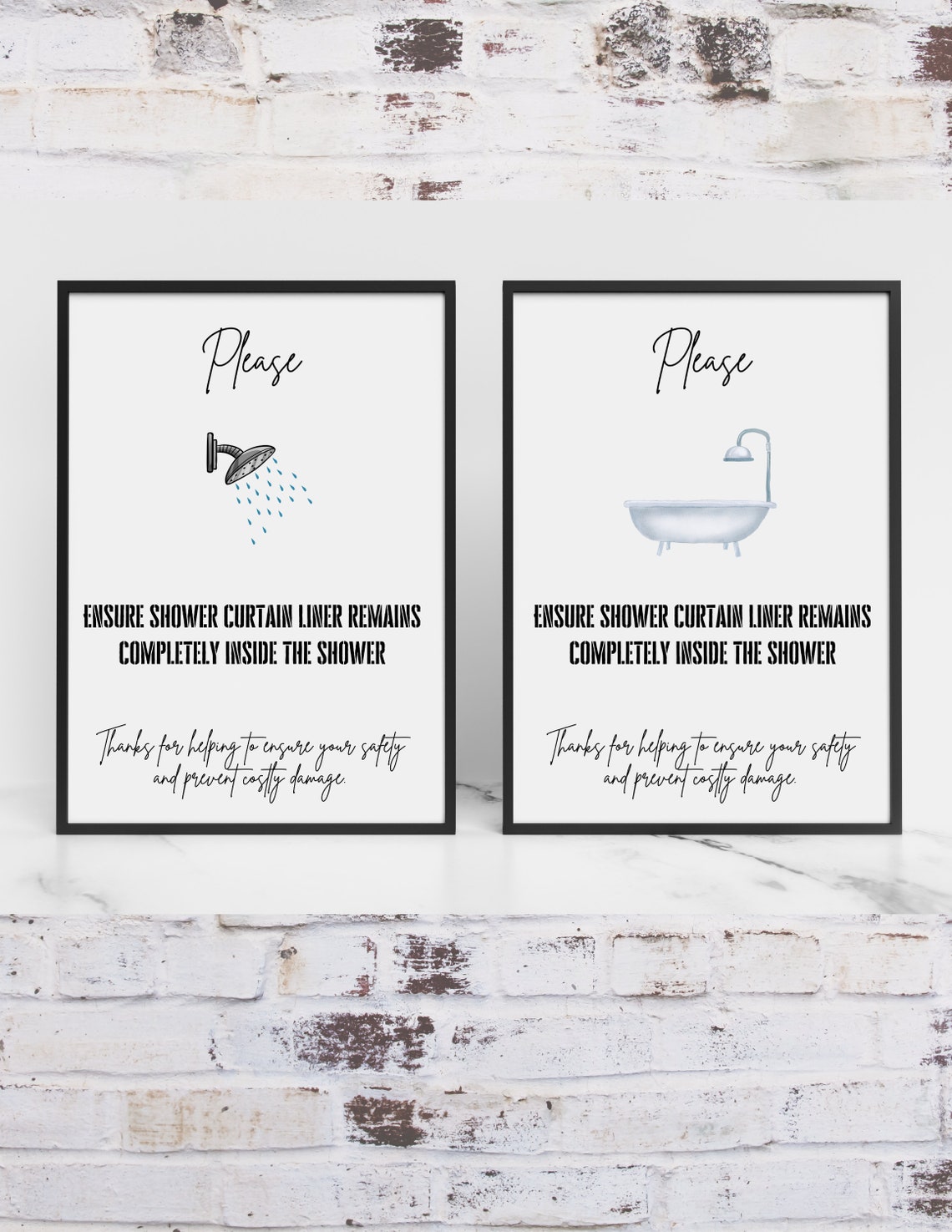 Printable Bathroom Shower Curtain Water Color Sign for Home or Airbnb ...
