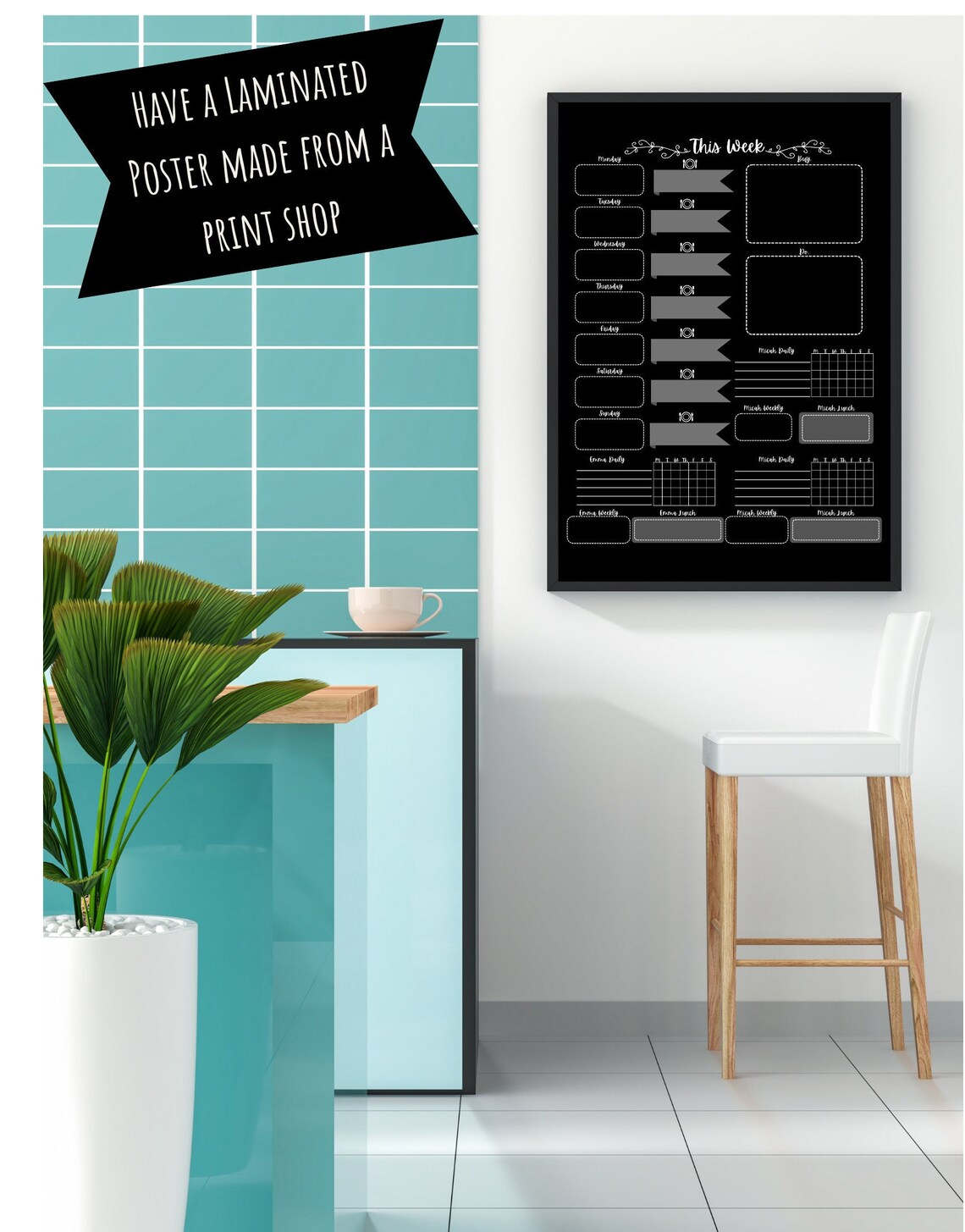 Printable Weekly Chalkboard Command Center Planner With Space - Etsy