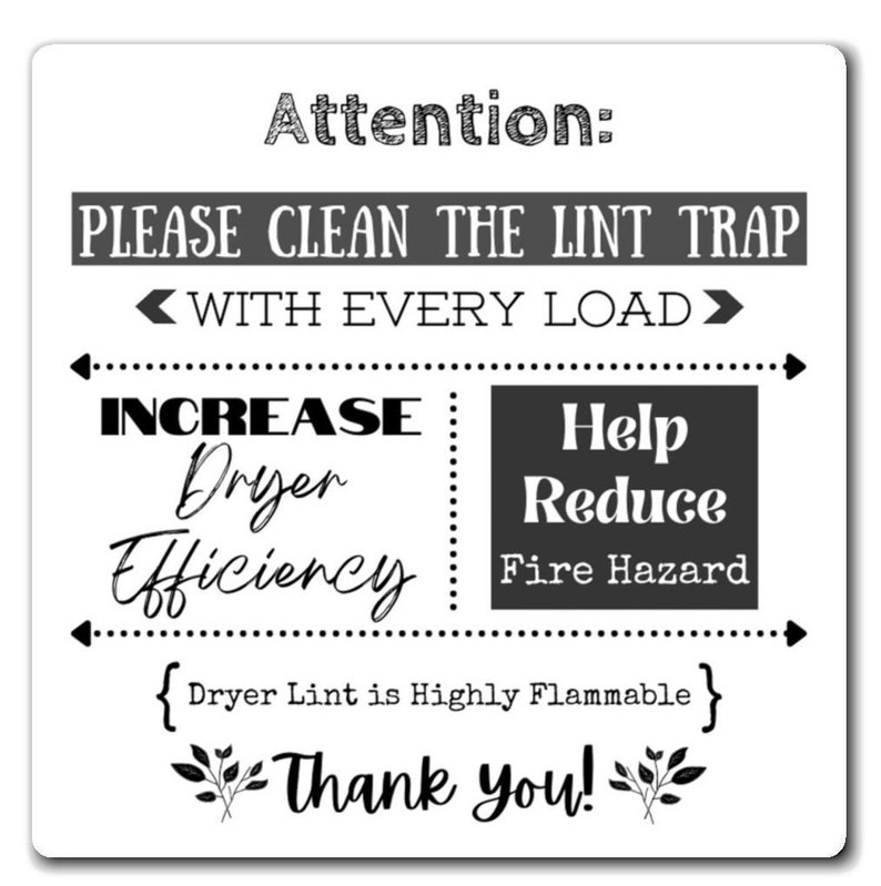 Empty Lint Trap Reminder Magnetic Sign for Dryers - Etsy