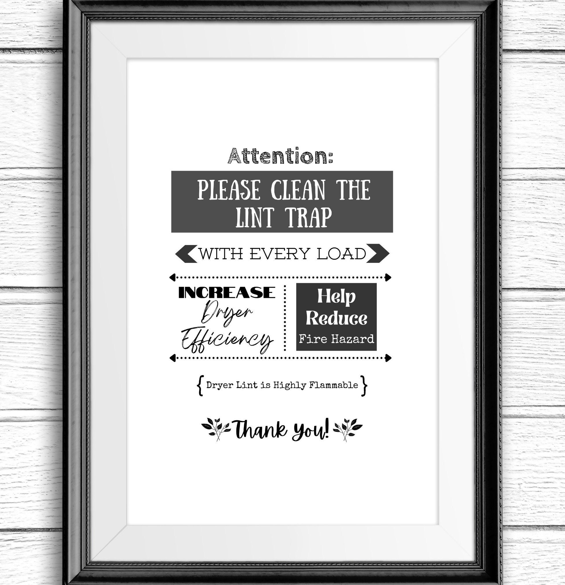 Please Empty Lint Trap Printable Reminder Sign Great for Airbnb Laundry ...