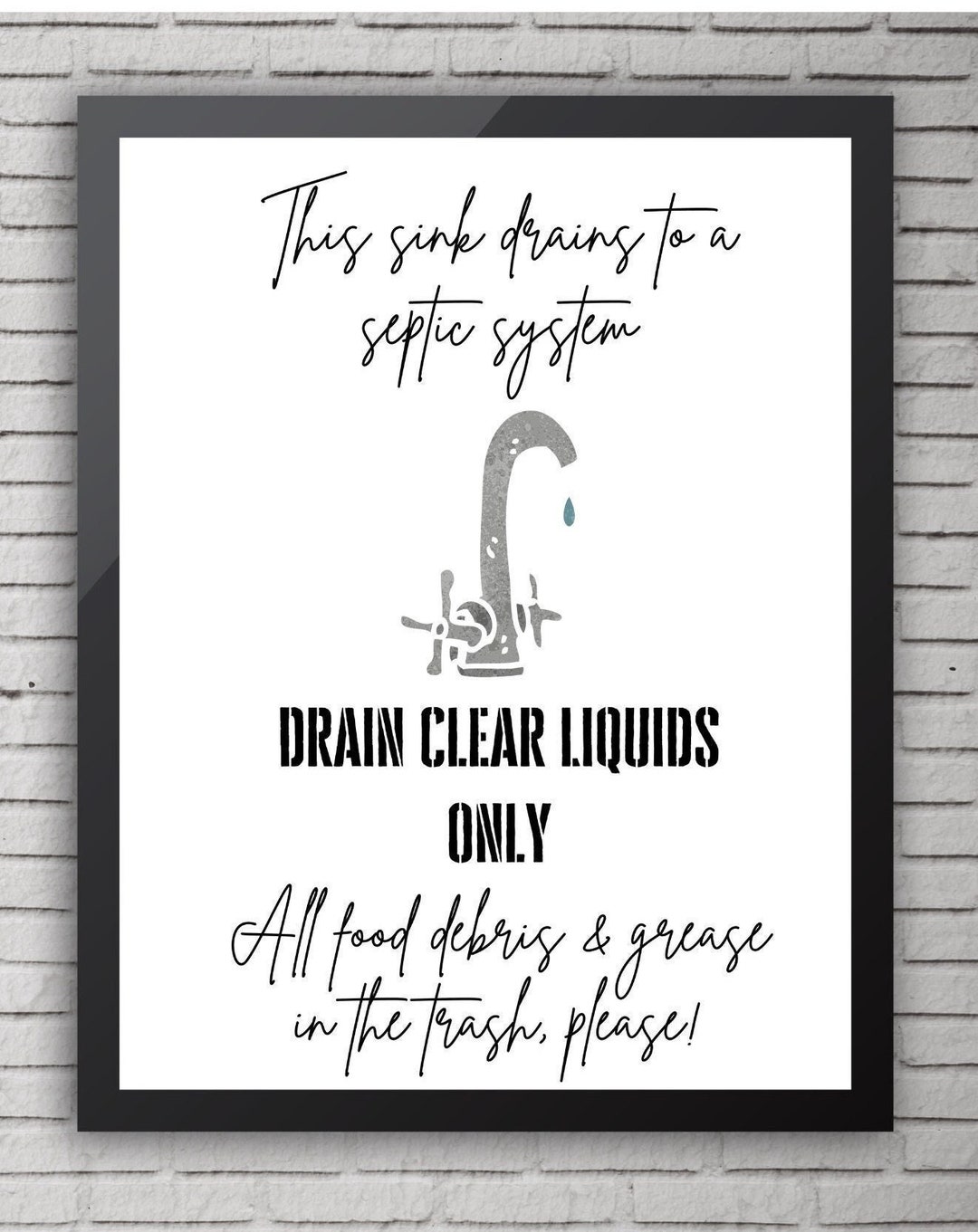 Clear Liquids Only Septic Sign for Airbnb - No Food or Grease Down ...