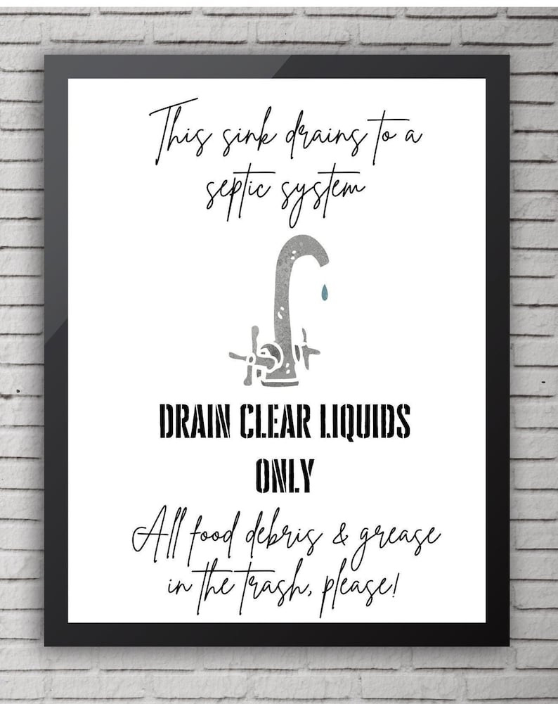 Clear Liquids Only Septic Sign for Airbnb - No Food or Grease Down ...