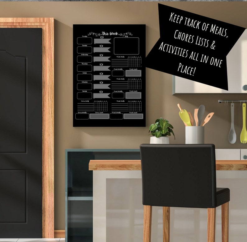 Printable Weekly Chalkboard Command Center Planner With Space for Meals ...