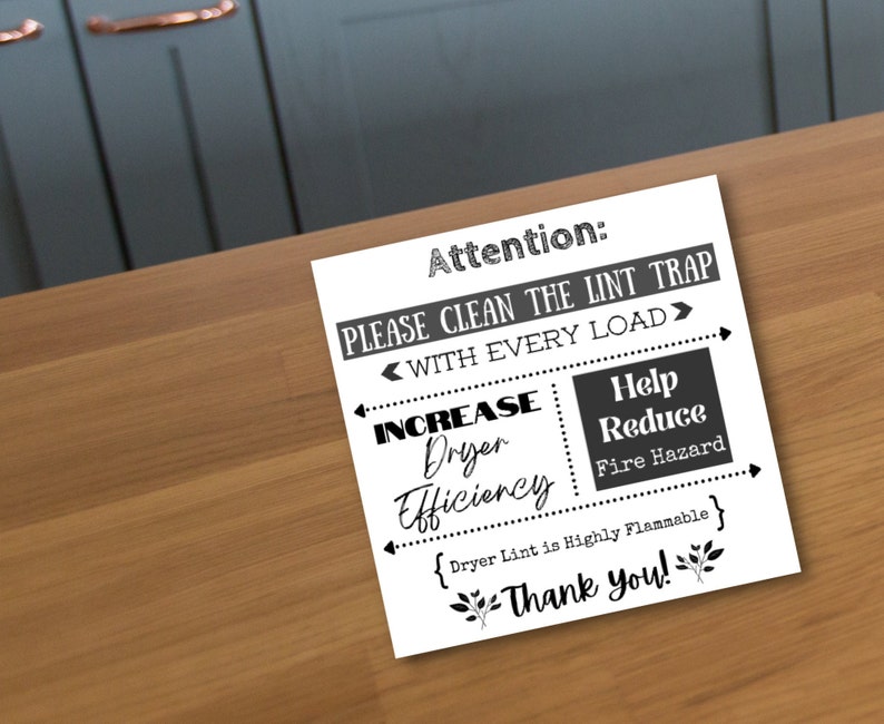 Empty Lint Trap Reminder Magnetic Sign for Dryers - Etsy