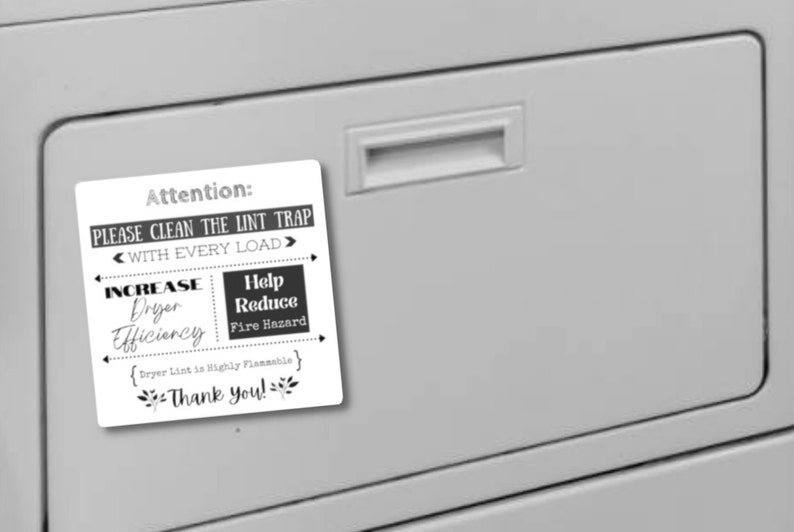 Empty Lint Trap Reminder Magnetic Sign for Dryers - Etsy