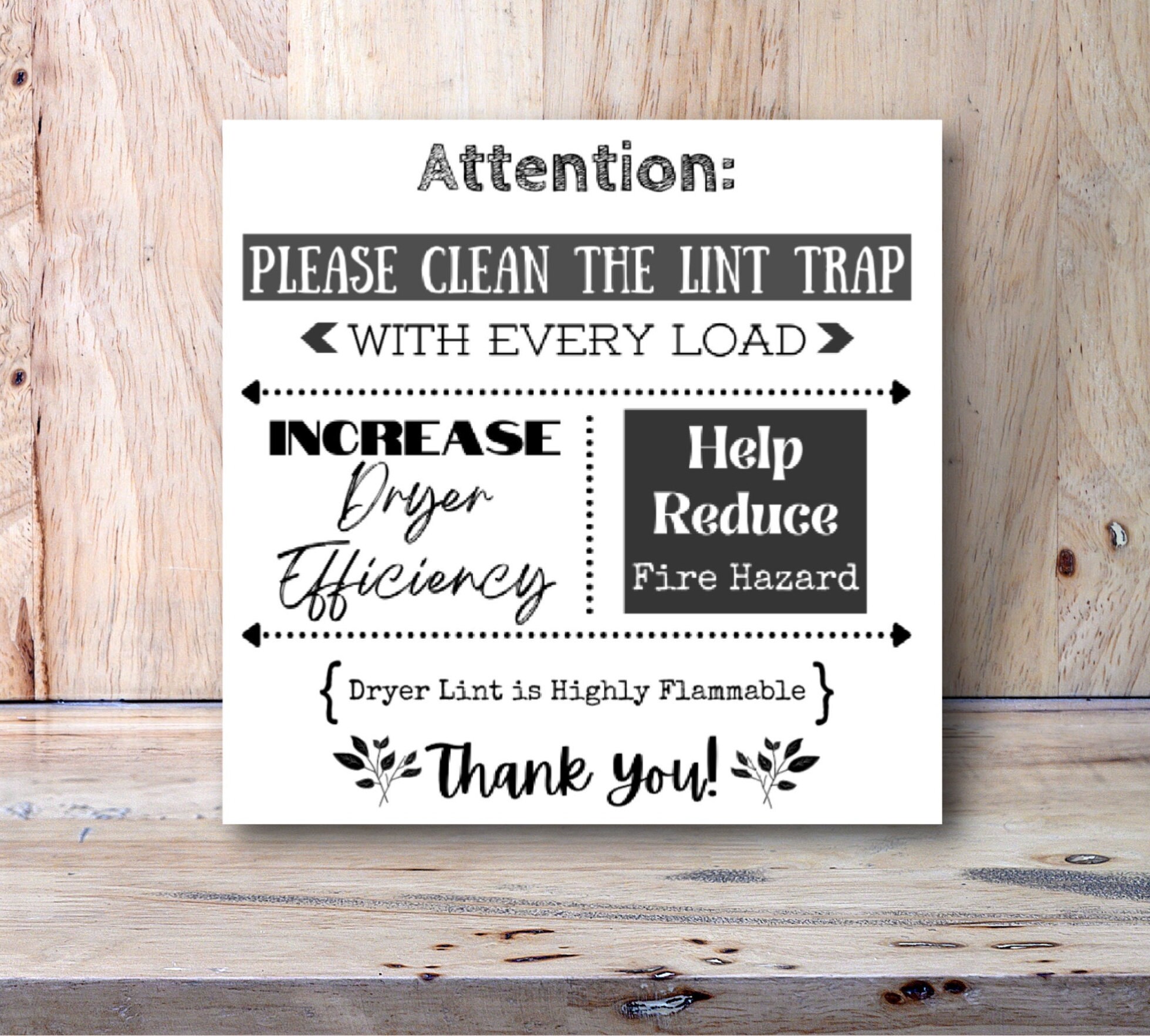 Empty Lint Trap Reminder Magnetic Sign for Dryers - Etsy