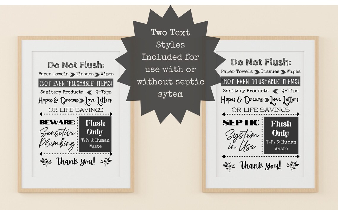 Humorous Printable Bathroom Septic Sign for Home or Airbnb - Etsy