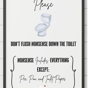 Printable Do Not Flush Bathroom Sign for Home Business or Airbnb, Only ...