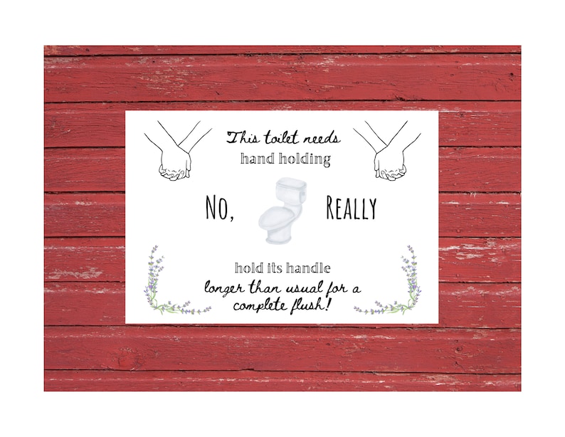 Printable Funny Bathroom Decor Wall Sign | Hold Handle Down to Flush ...