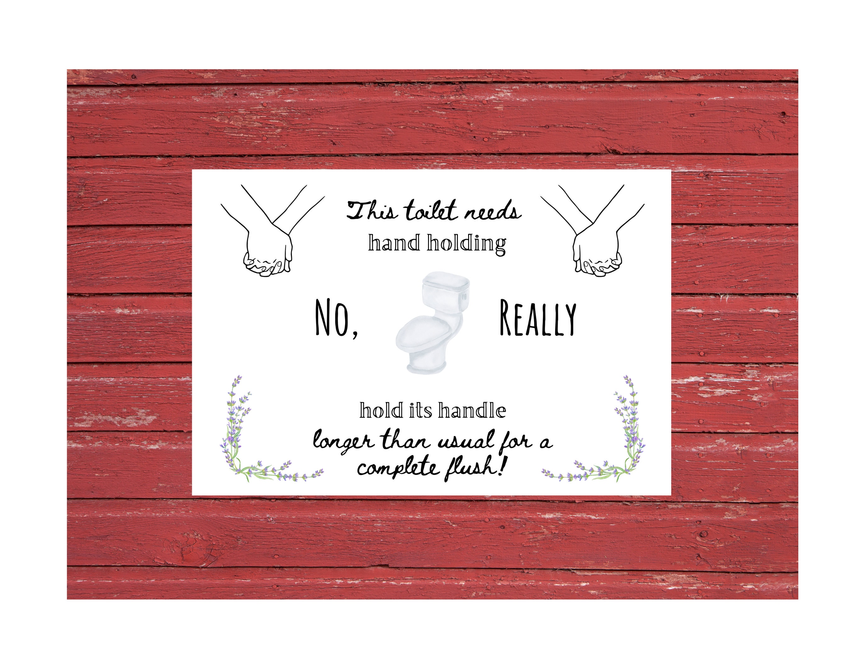 Printable Funny Bathroom Decor Wall Sign | Hold Handle Down to Flush ...