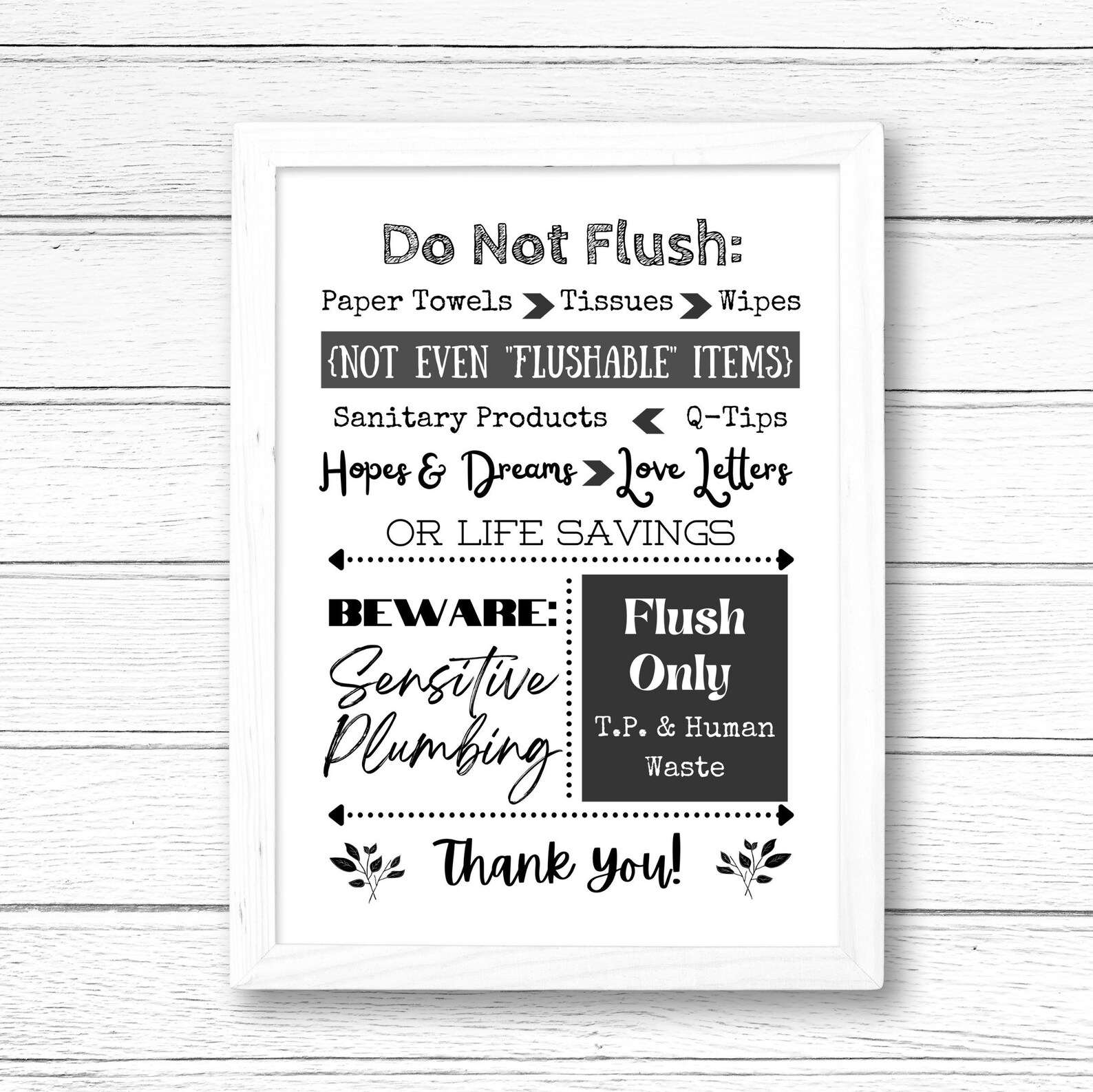 Humorous Printable Bathroom Septic Sign for Home or Airbnb, Sensitive ...