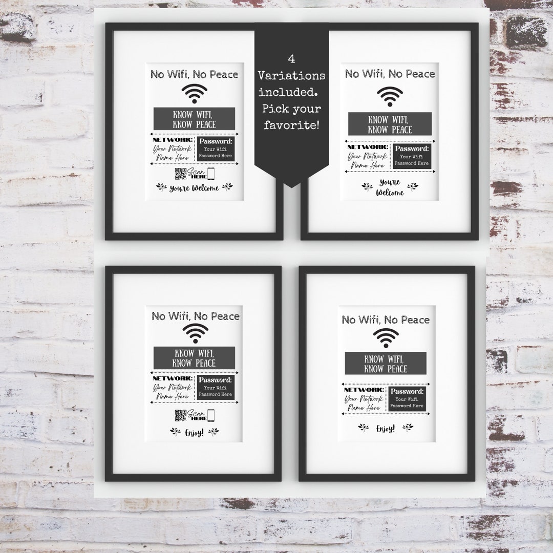 Funny Printable No Wifi No Peace Information Sign With QR Code Option ...