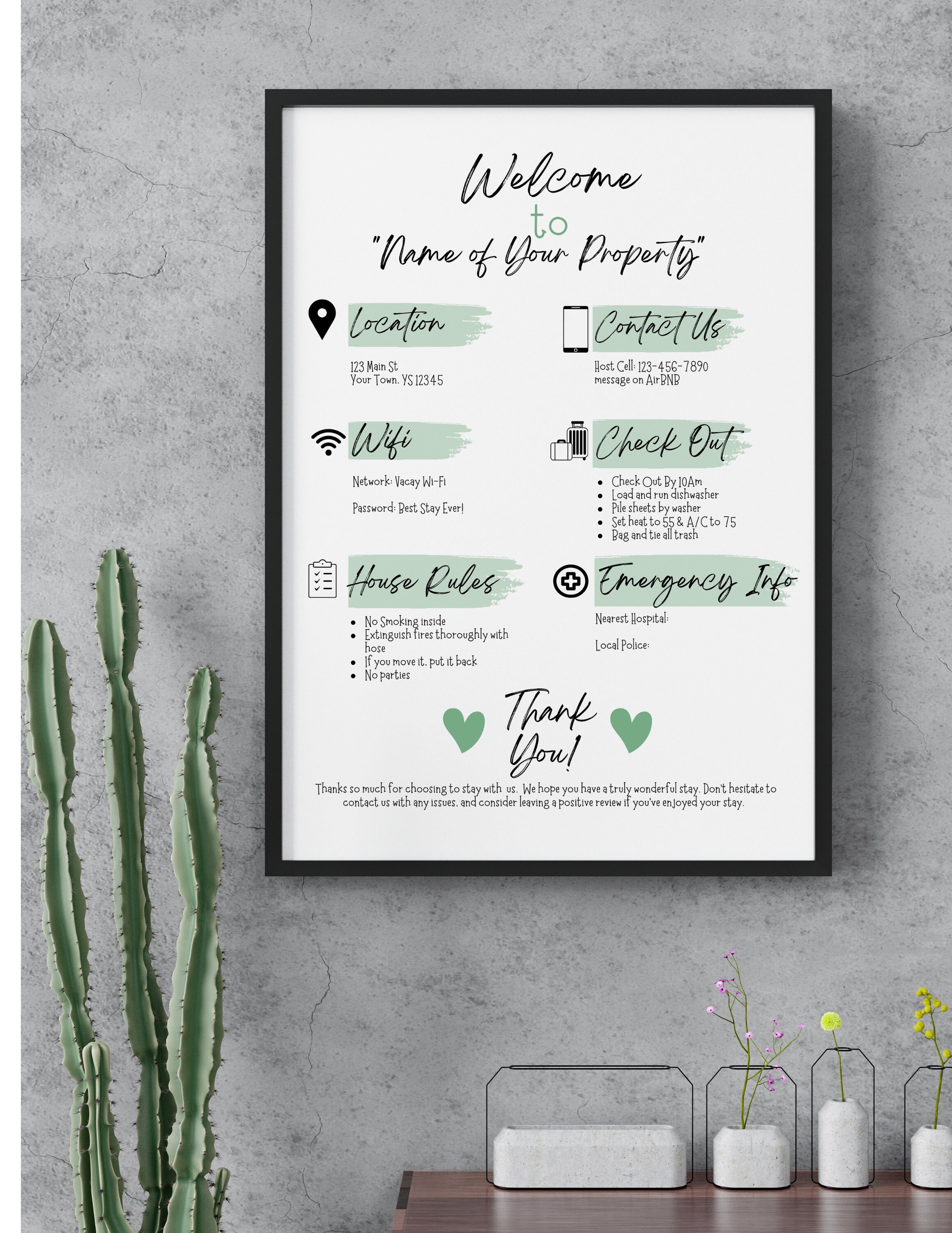 Minimalist Printable Airbnb Welcome Sign for Hosts, Vacation Rental ...