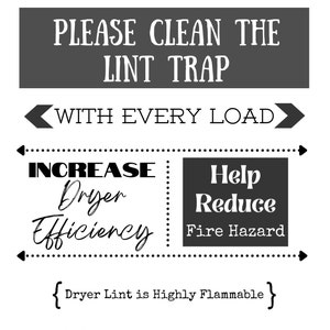 Please Empty Lint Trap Printable Reminder Sign Great for Airbnb Laundry ...