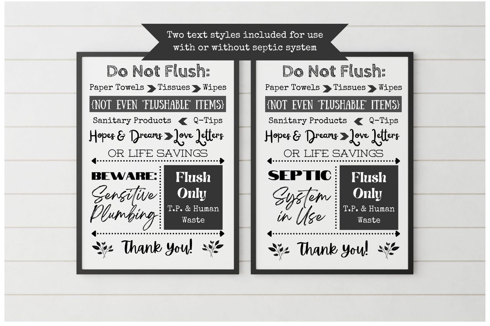 Humorous Printable Bathroom Septic Sign for Home or Airbnb, Sensitive ...
