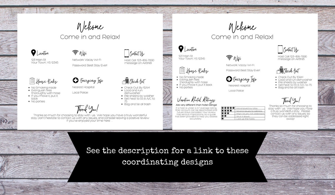 Airbnb Local Recommendations Sign for Hosts, Editable Vacation Rental ...