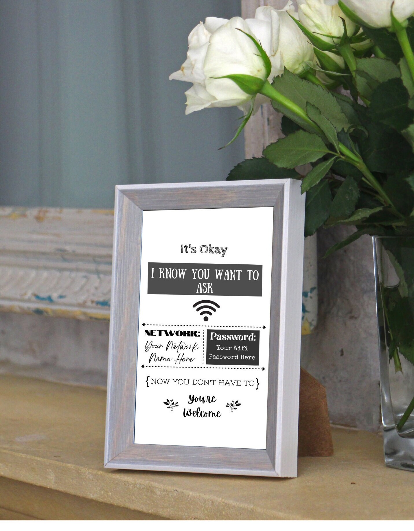 Funny Printable Wifi Information Sign W/ QR Code Option, Wifi Network ...