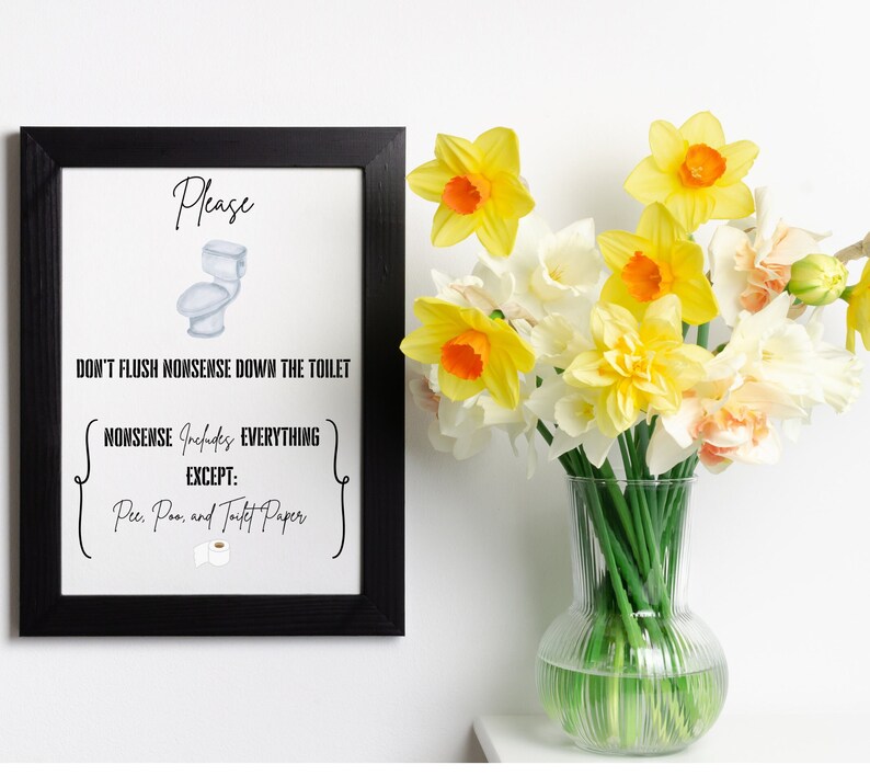 Printable Do Not Flush Bathroom Sign for Home Business or Airbnb, Only ...