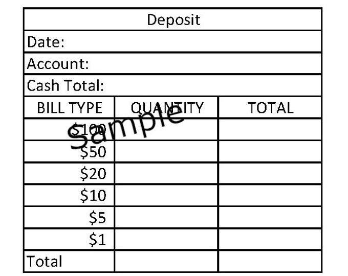 Instant Download for Cash Breakdown | Bank Teller Deposit/withdrawal ...