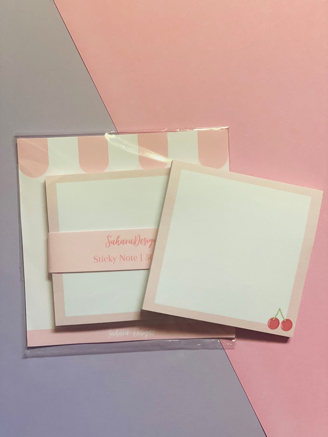 Pink Cherry Sticky Note 3x3 Sticky Note - Etsy