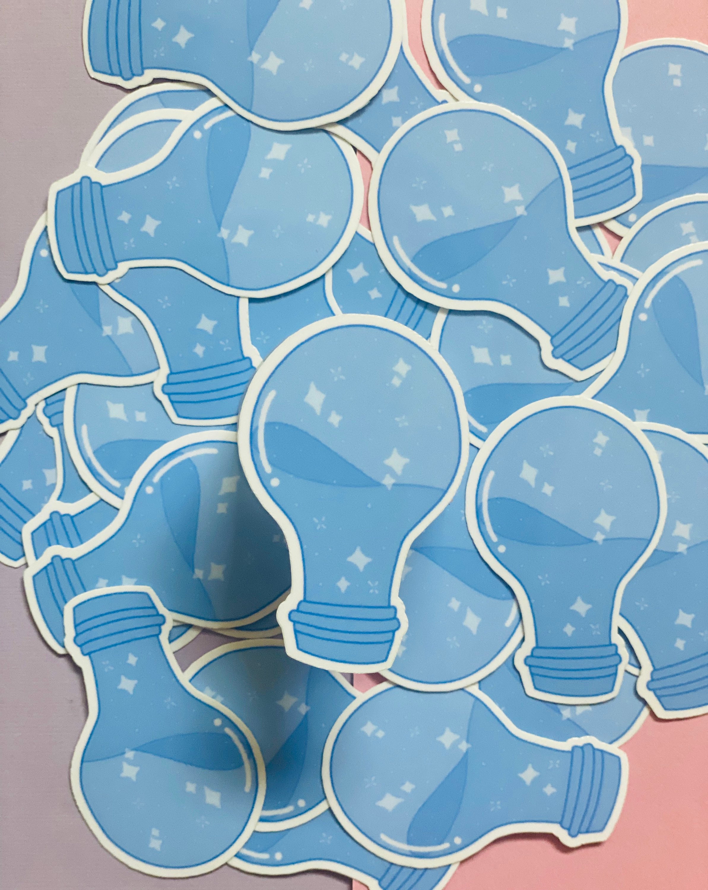 Blue Light Stickers Glossy Die-cute Sticker Cute Planner Sticker - Etsy