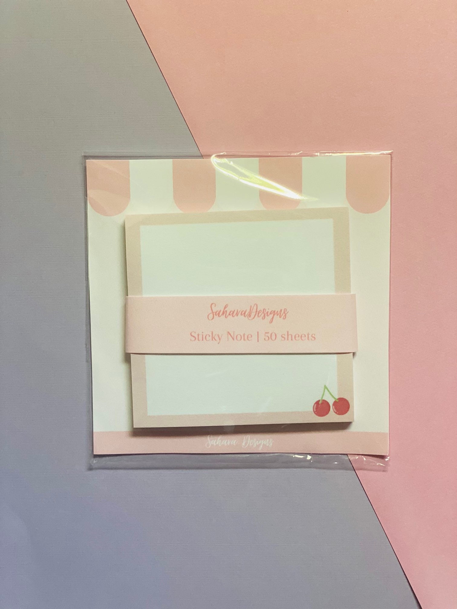 Pink Cherry Sticky Note 3x3 Sticky Note - Etsy