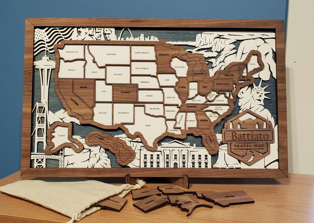 Custom US Travel Map, Personalized Family Travel Tracker, Road Trip ...