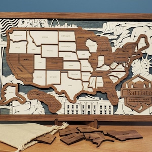 Custom US Travel Map, Personalized Family Travel Tracker, Road Trip ...