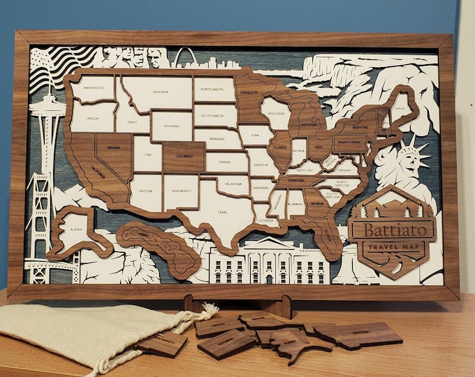 Custom US Travel Map, Personalized Family Travel Tracker, Road Trip ...