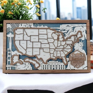 Custom US Travel Map, Personalized Family Travel Tracker, Road Trip ...