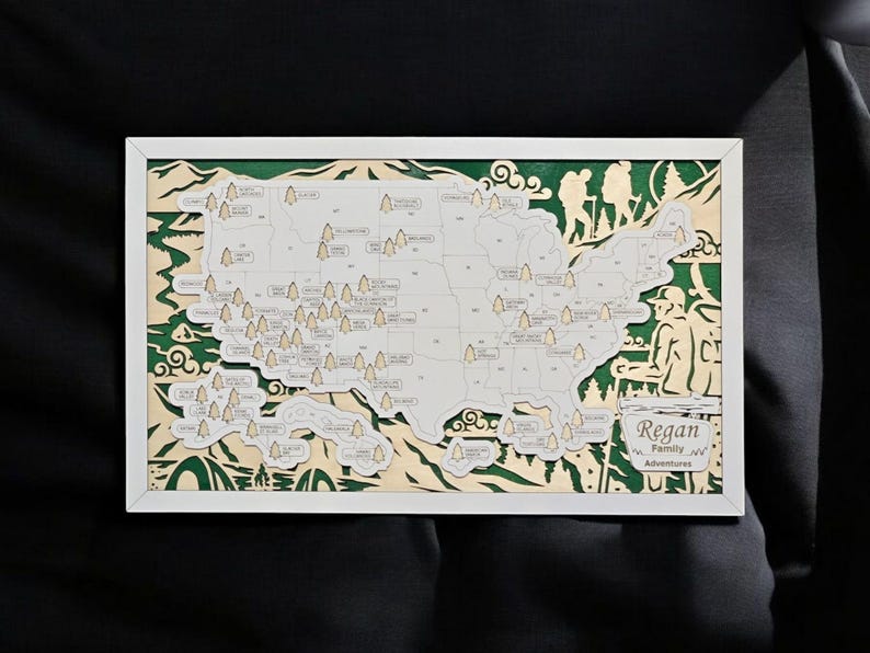 National Parks Map, US Family Travel Map, Custom National Parks Tracker ...