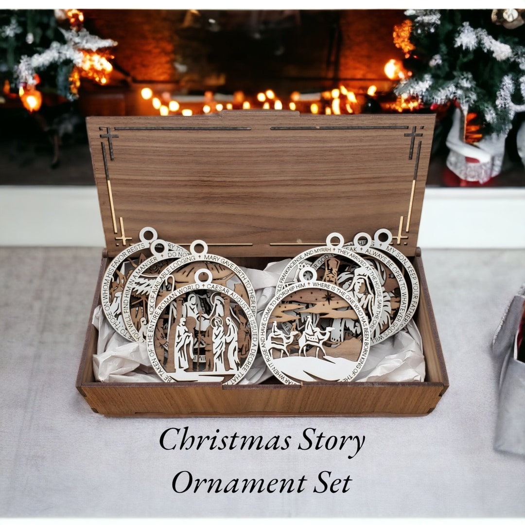 Story of Christmas Ornament Set, Bible Christmas Ornaments, Nativity ...