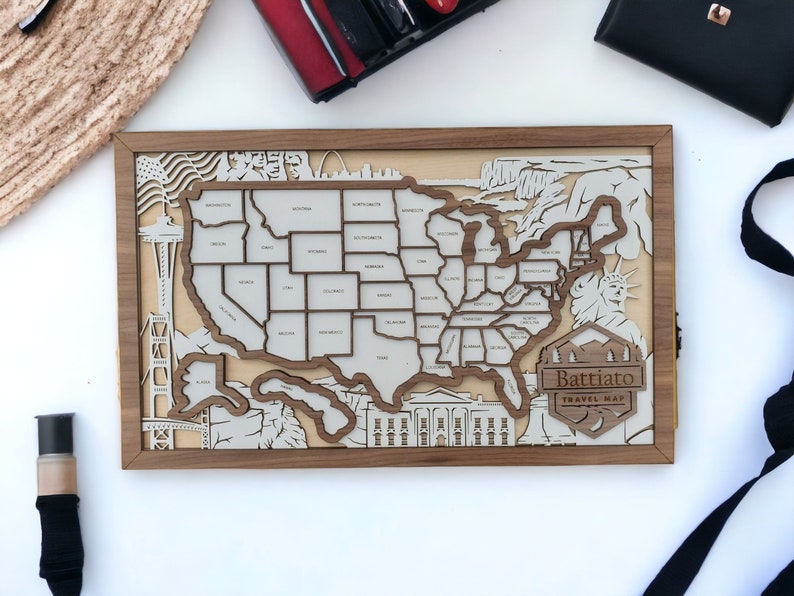 Custom US Travel Map, Personalized Family Travel Tracker, Road Trip ...