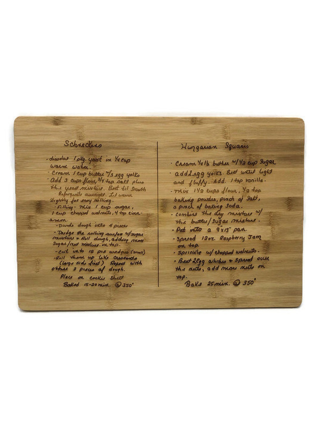 Handwritten Recipe Engraving on Bamboo Cutting Board - Etsy