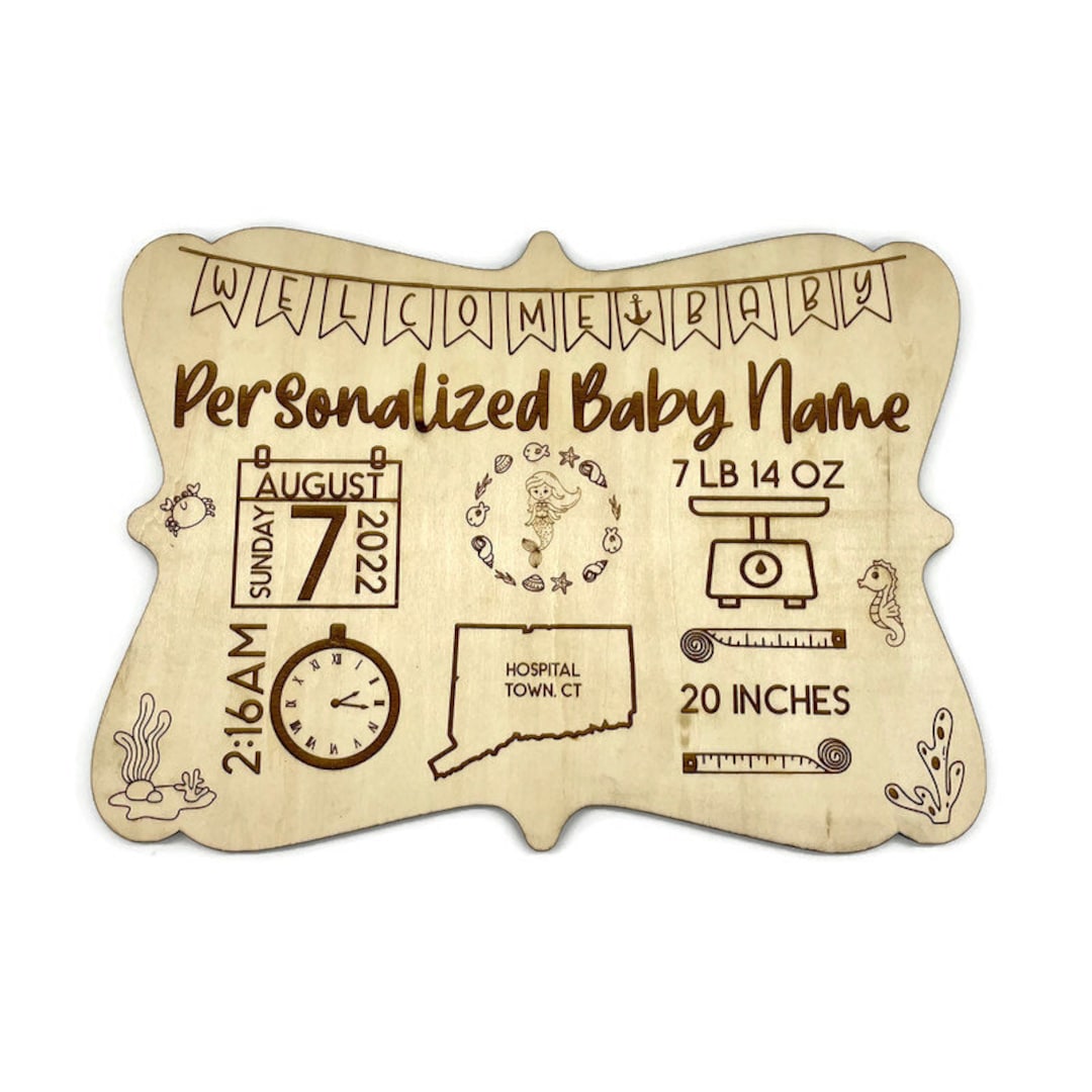 Personalized Wooden Engraved Baby Birth Stats Announcement Sign - Etsy