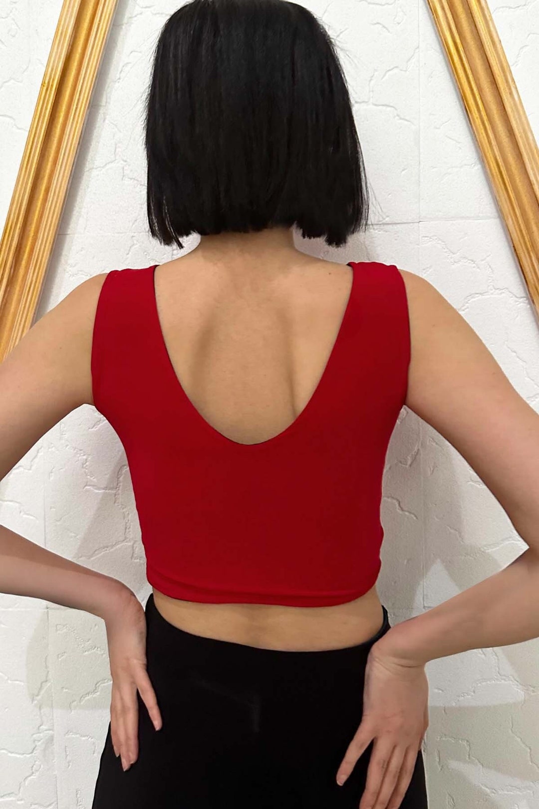 Women Red Crop Top, Red Bustier, Women Elegant Top, Classic Basic Cute ...